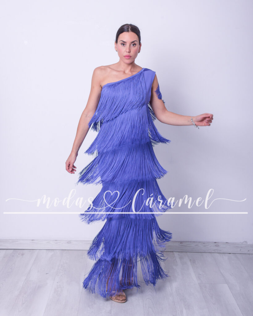 Vestido Largo Tiras de Flecos - Modas Caramel